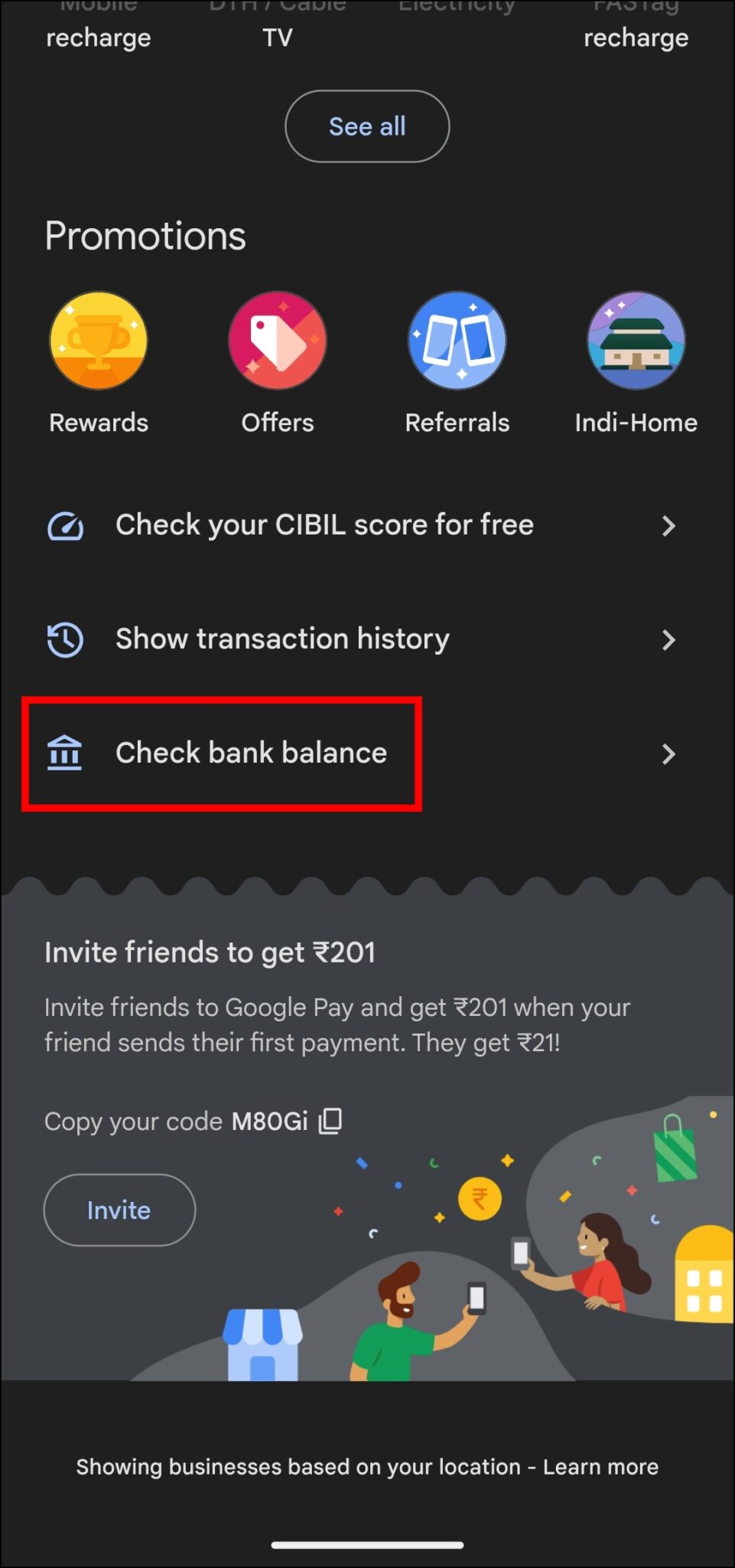 Check Account Balance in Google Pay